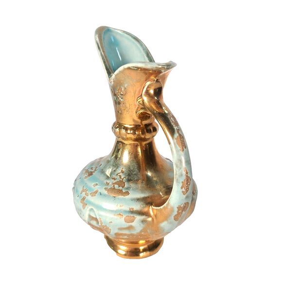 Accents | Vintage Savoy Weeping Gold Pitcher Ewe Turquoise And Gold ...